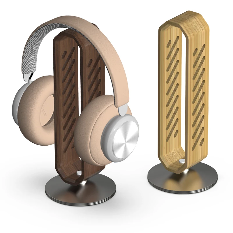 Universal Aluminum Bamboo Headphone Stand Hanger With Cable Holder for ...