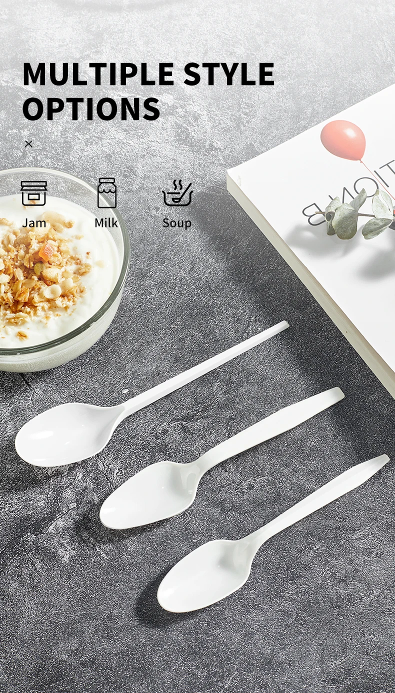 Wholesale White Restaurant Takeaway Teaspoons - Disposable Plastic Spoons