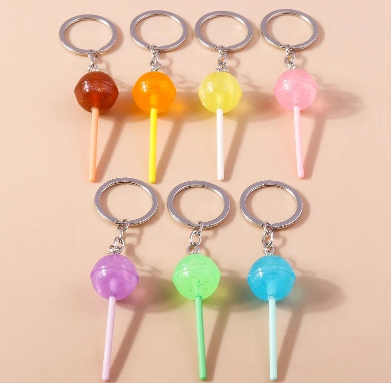 Lovely Resin Candy Lollipop Keychain Mini 3D Simulation Food Key Rings ...