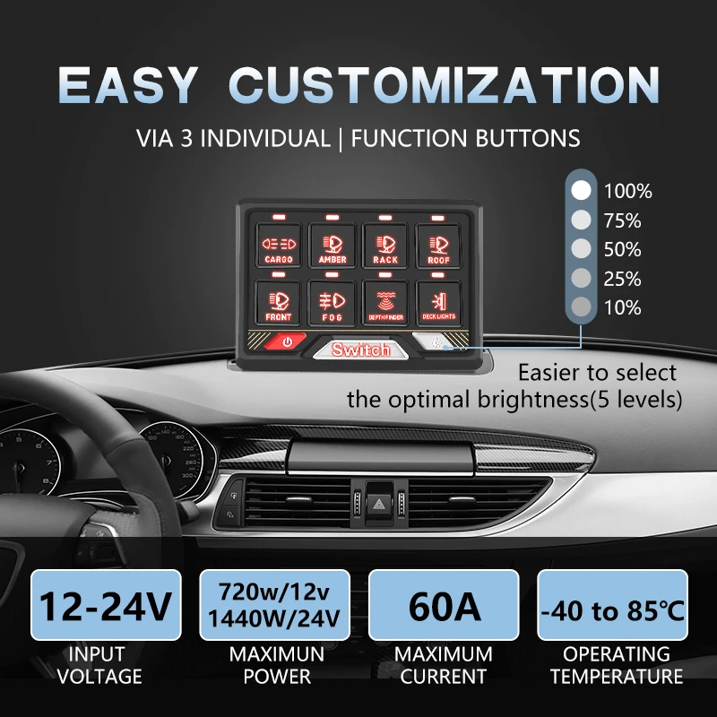 New Touch Auto Switch Panel 12v 8 Keys New Car Panel Rgb Led Switch ...