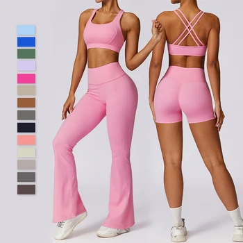 Deporte Leggins Gym Outfit Set Women 2 Piece Fitness Yoga Wear Sex Seamless High Waist Leggings ...