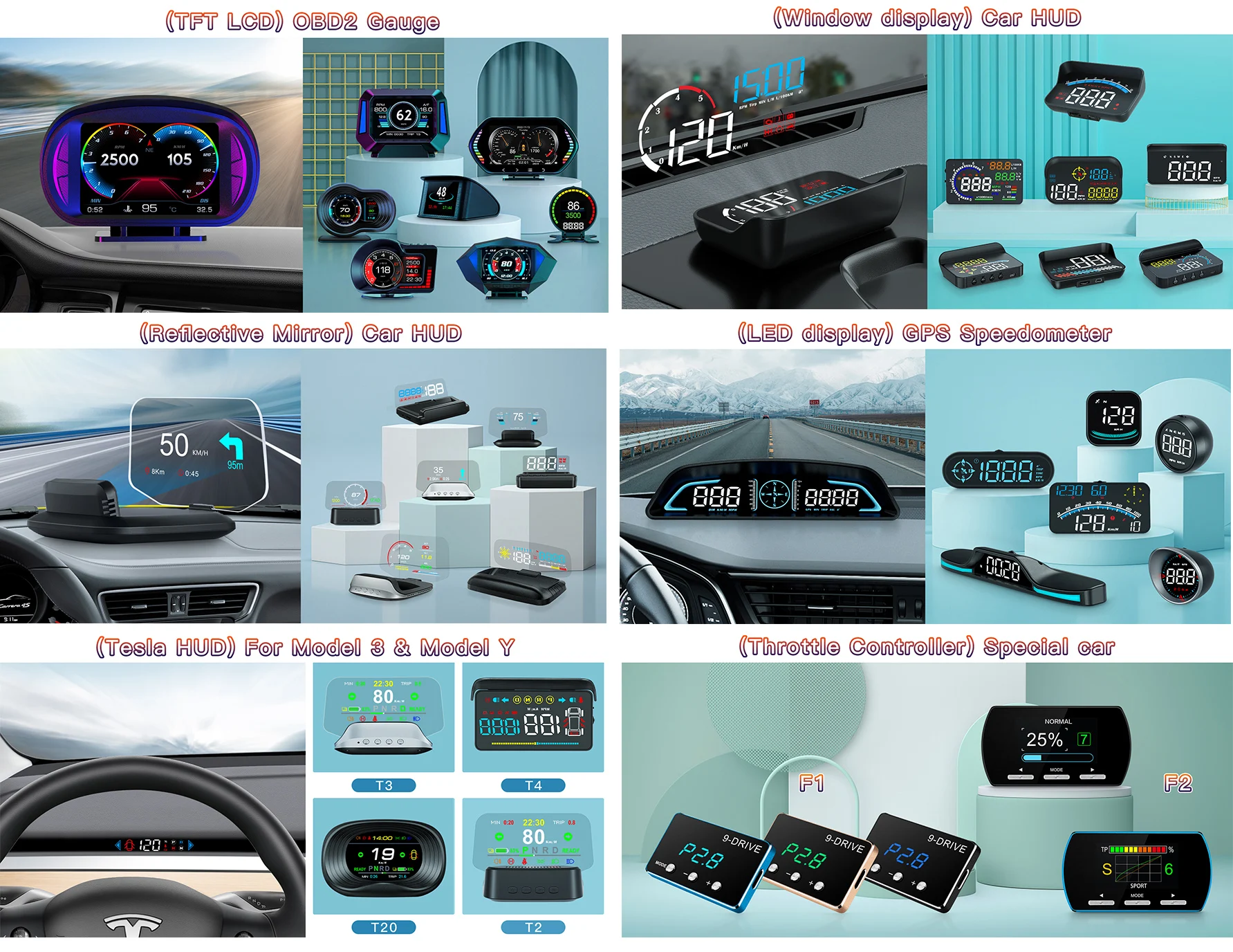Wiiyii 2024 New Diagnostic Tool Universal Head Up Display Digital Obd2 Speedometer Water Temp B3 ...