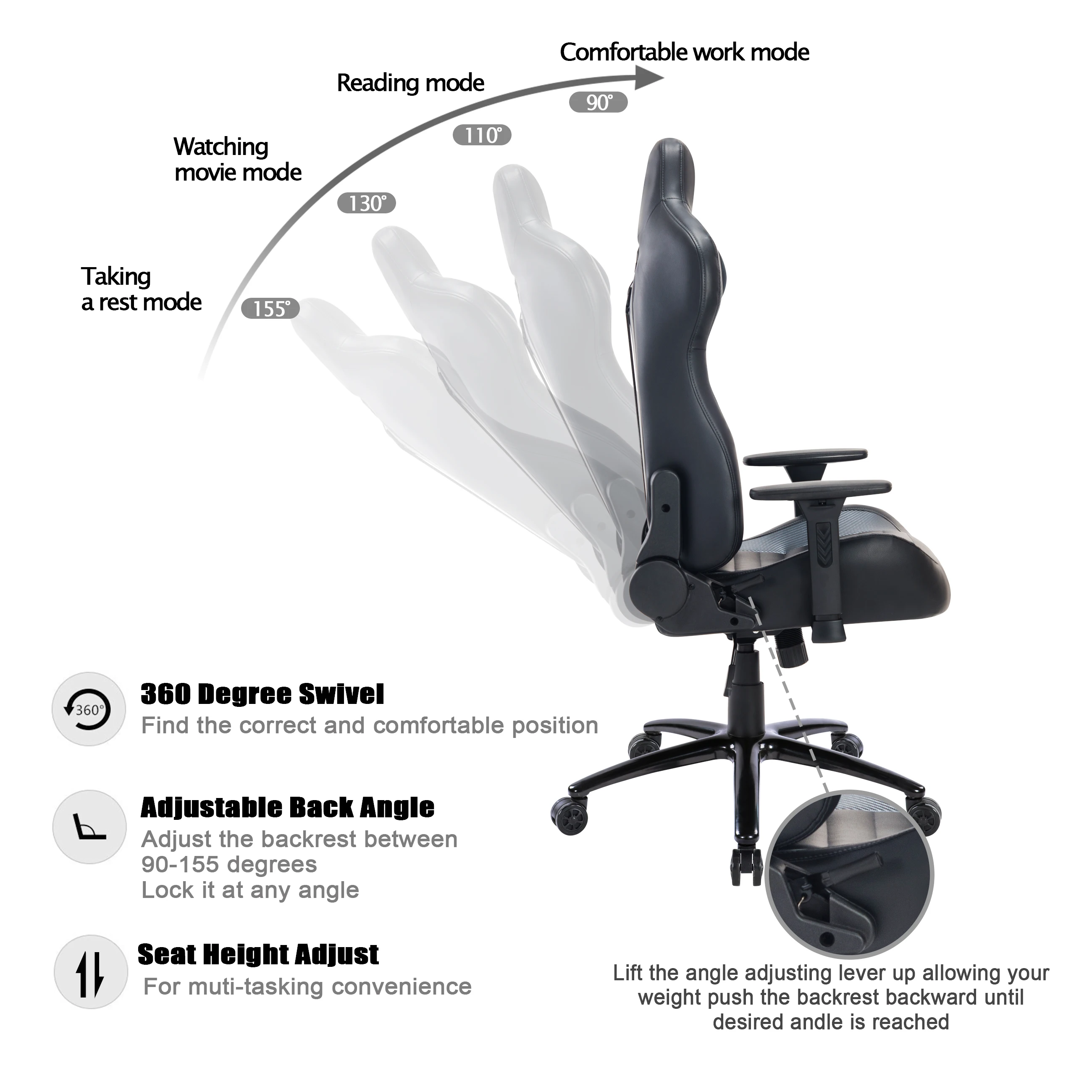 VANBOW Zhejiang 2024 Design Ergonomic Swivel Office Chair Computer Desk ...