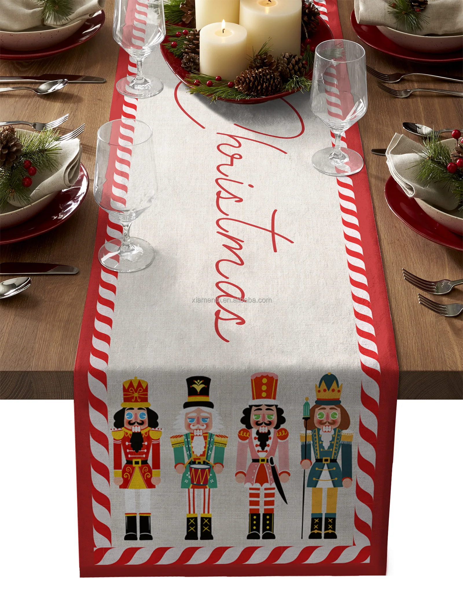 Nutcrackers Dining Table Decor Waterproof Linen Table Runner And Mats ...