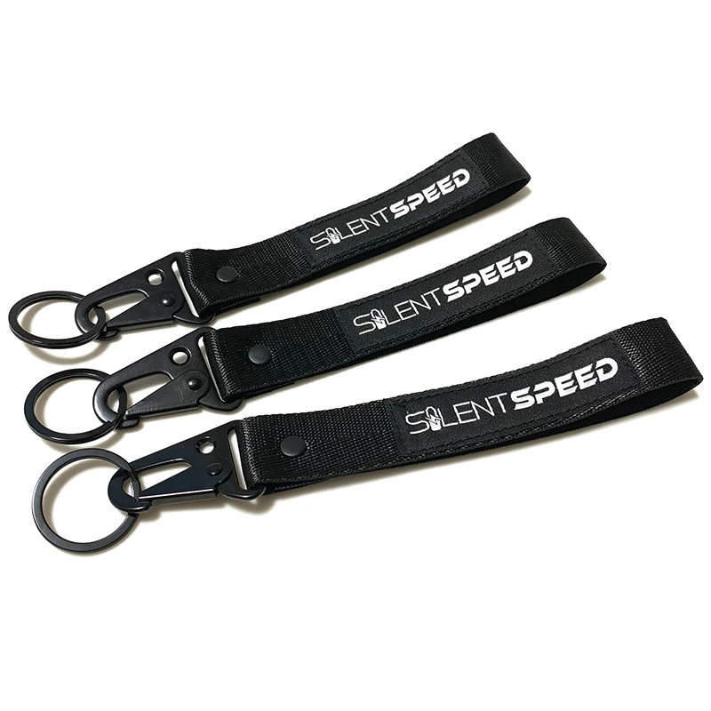 Custom Logo Woven Embroidered Short Keychain Lanyard