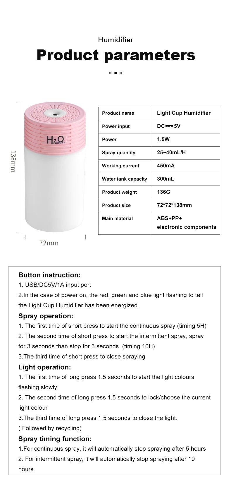 Automatic Nano Mist Car Ultrasonic Humidifier Usb Portable Cup Air ...