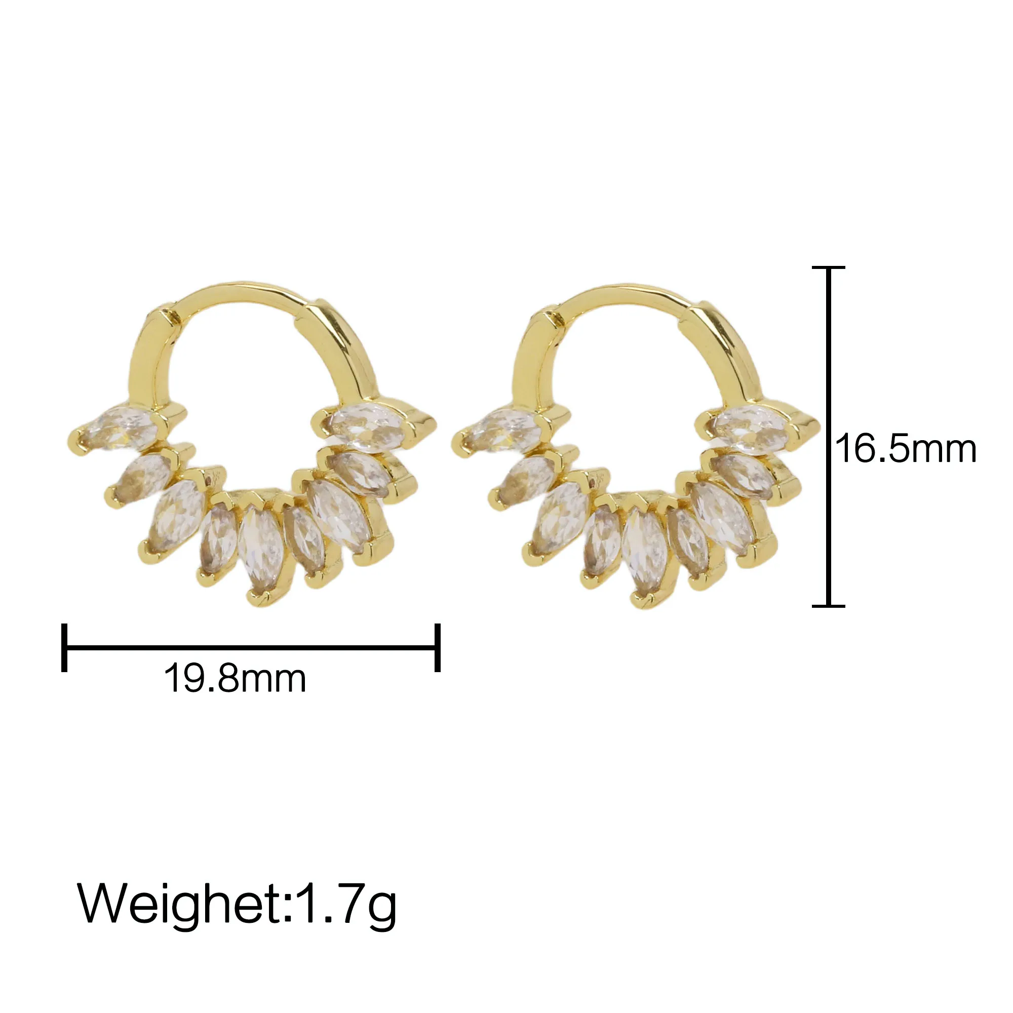 Moissanite Huggie Earrings 10k Gold Marquise Moissanite Hoop Earrings ...