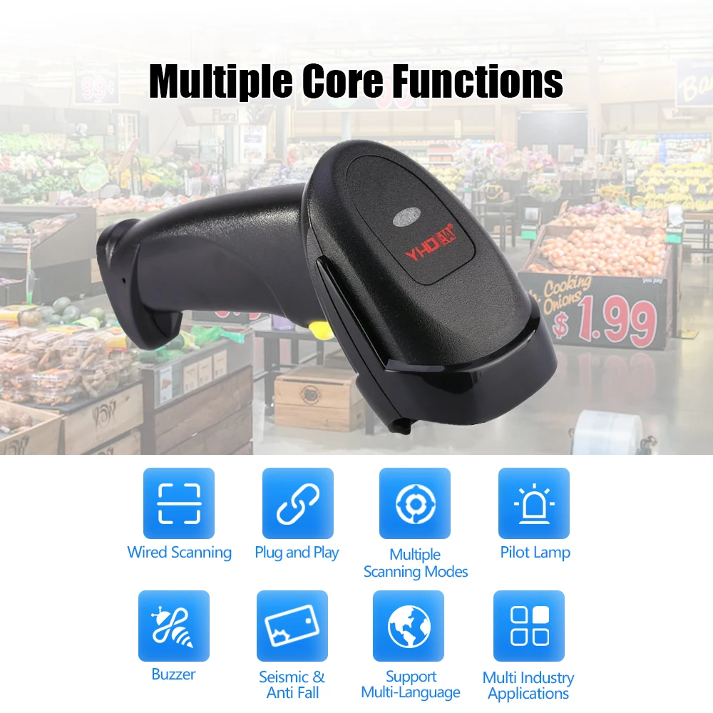 YHDAA 1D Laser Wired Bar Code Reader - Efficient & Reliable