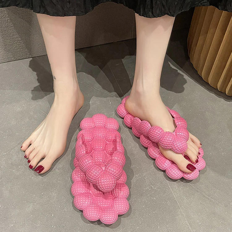 Wholesale Factory Fashion Summer Bubble Flip Flops Flat Massage Peanut ...