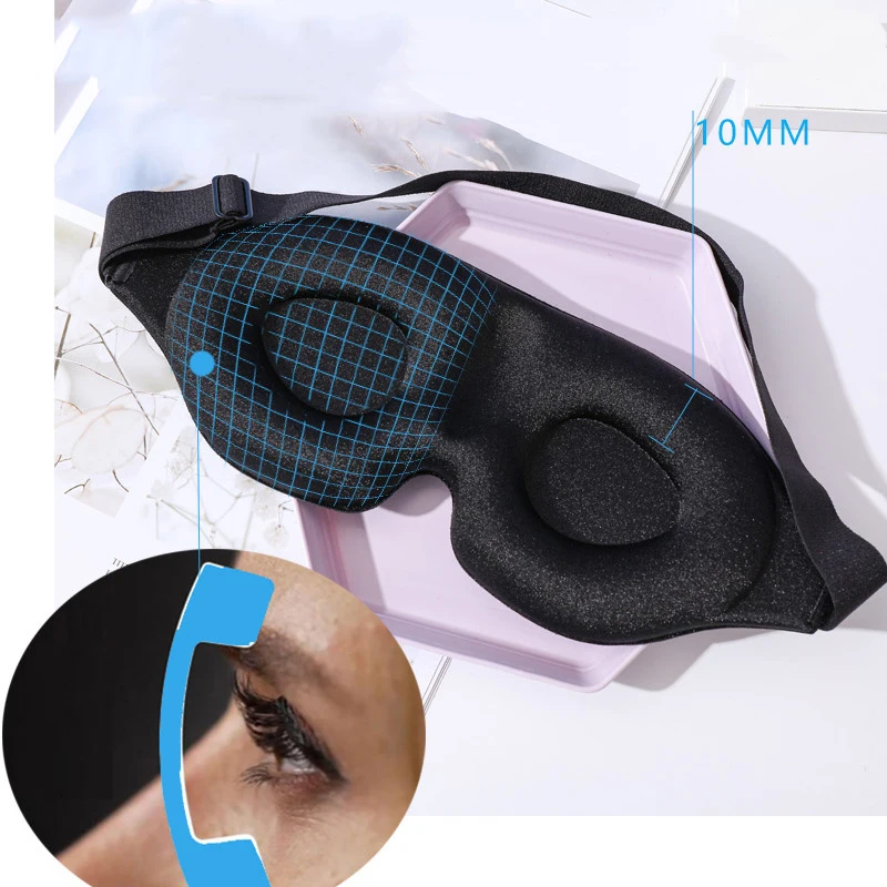 3d Eye Mask 3D Contoured Memory Foam Eyemask Black Custom Logo Travel ...