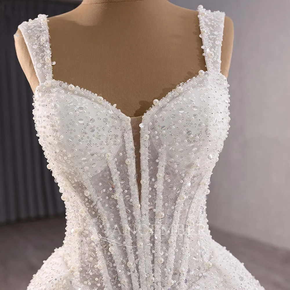 Jancember Traditional Pearls Sequins Wedding Slit Dresses Vestidos De ...