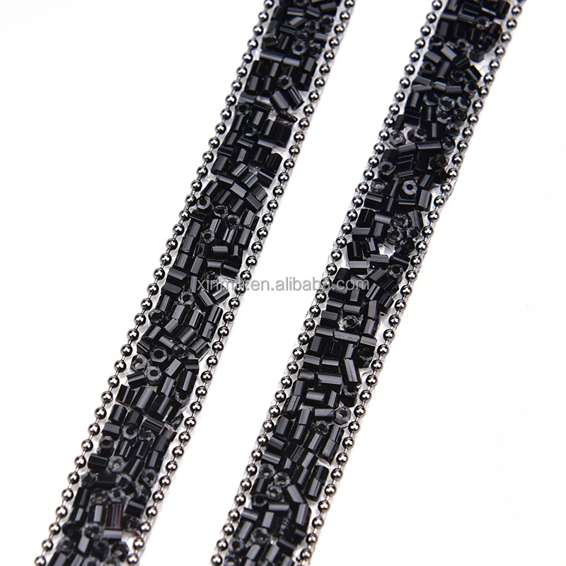 1cm Crystal Tube Bead Chain Trim Hot Fix Glue Long Strip Diy Clothing ...