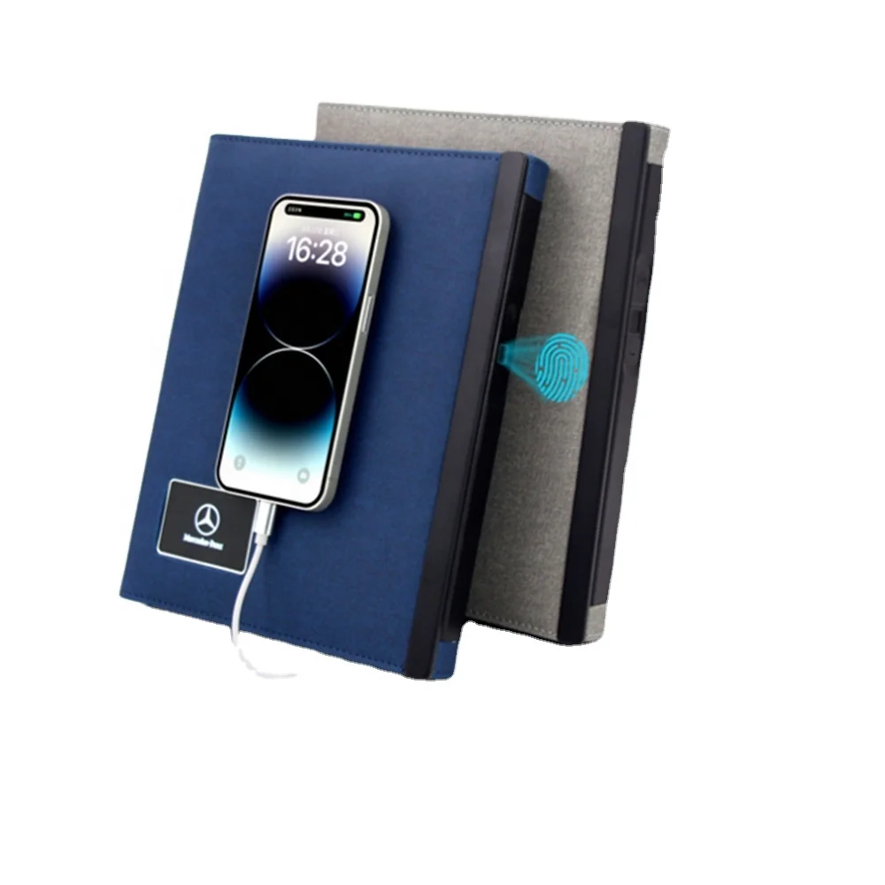A5 Customized Fingerprint Lock Notebook Power Bank 10000mah Wireless ...