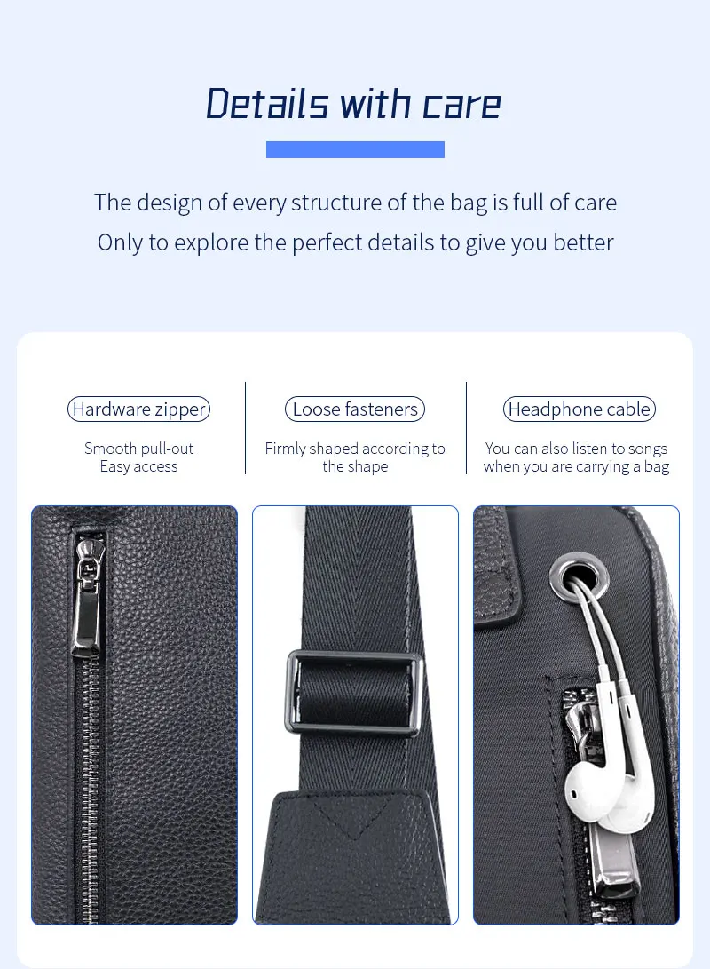 Fingerprint Lock Men Genuine Leather Man Chest Bags Smart Fingerprint ...