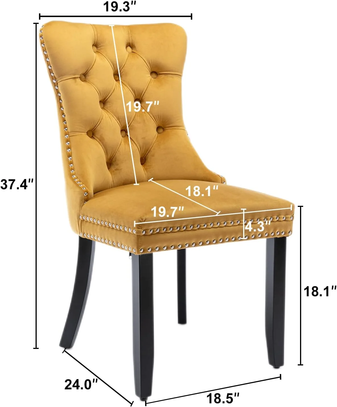 Modern Luxury Tufted Design Velvet High Back Rivet Pull Ring ...