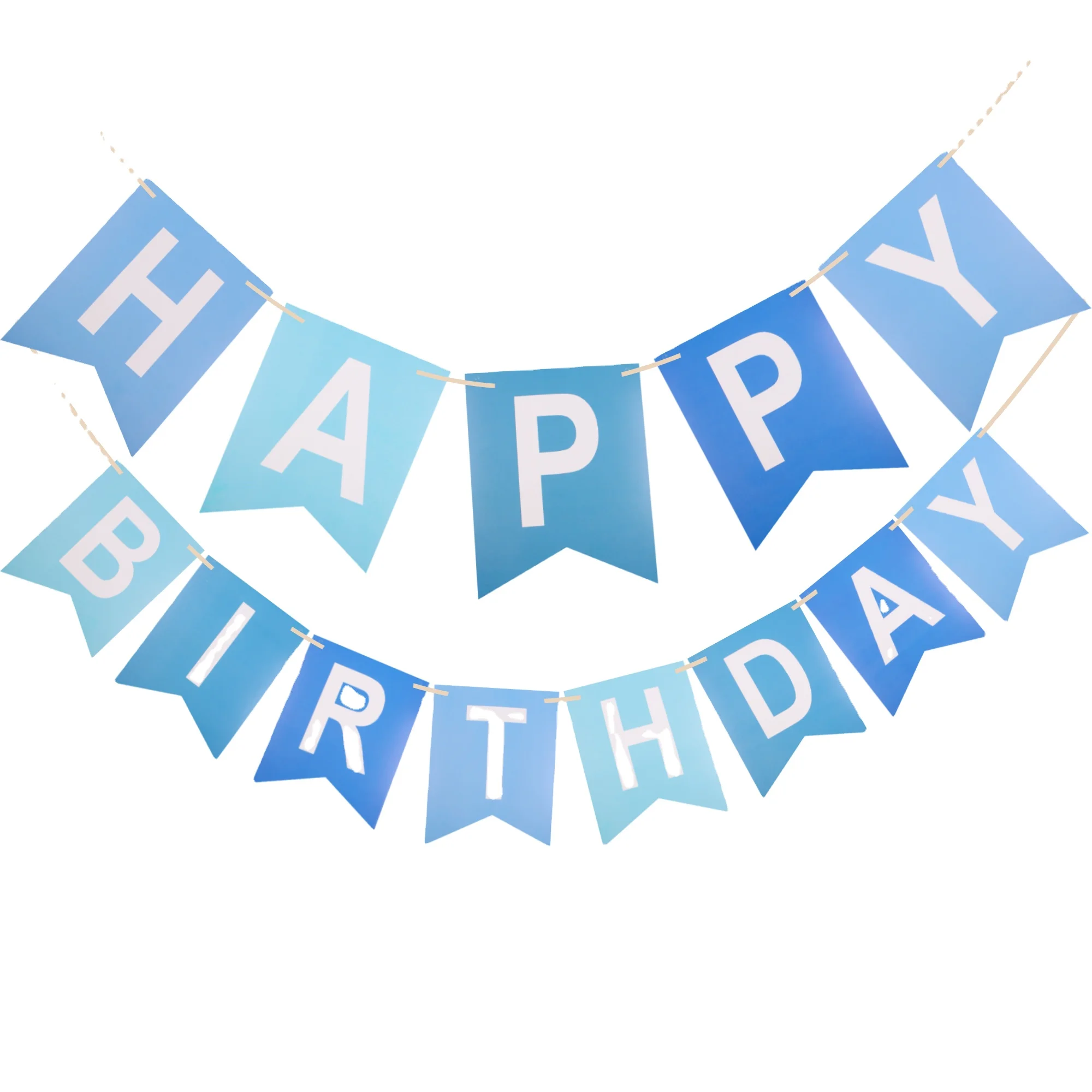 Blue Paper Happy Birthday Banner Assembled Reusable Black Happy ...