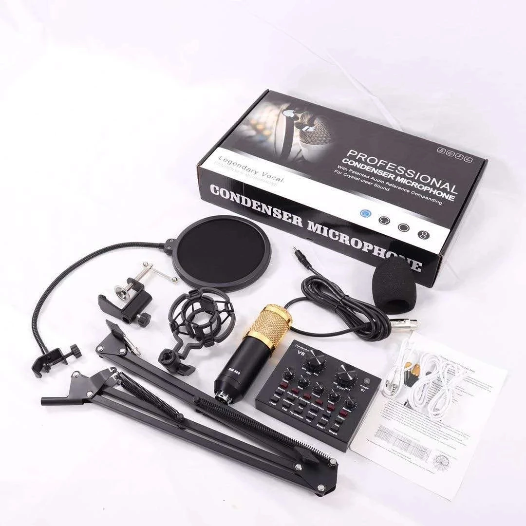 Bm 800 Professional Pc V8 Sound Card Set Bm800 Mic Studio Condenser Microphone For Karaoke ...