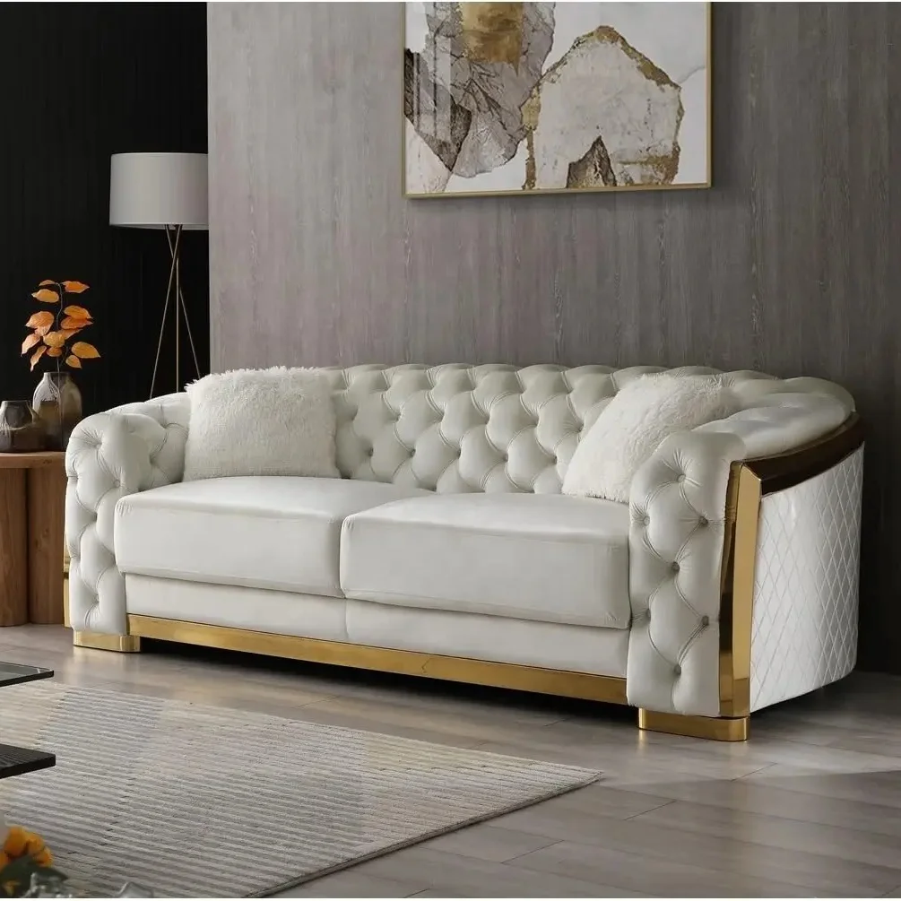 NOVA Light Luxury Living Room Tufted Couch Set Furniture Velvet ...