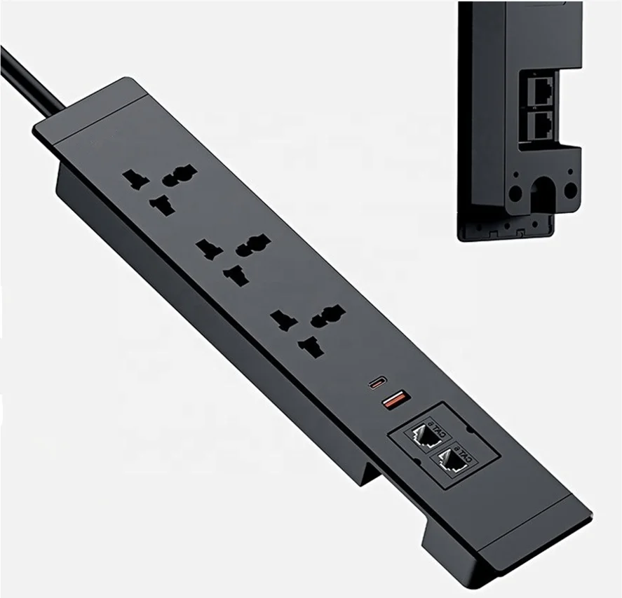 Universal Power Outlet - Desk Mount with 3AC, USB, RJ45