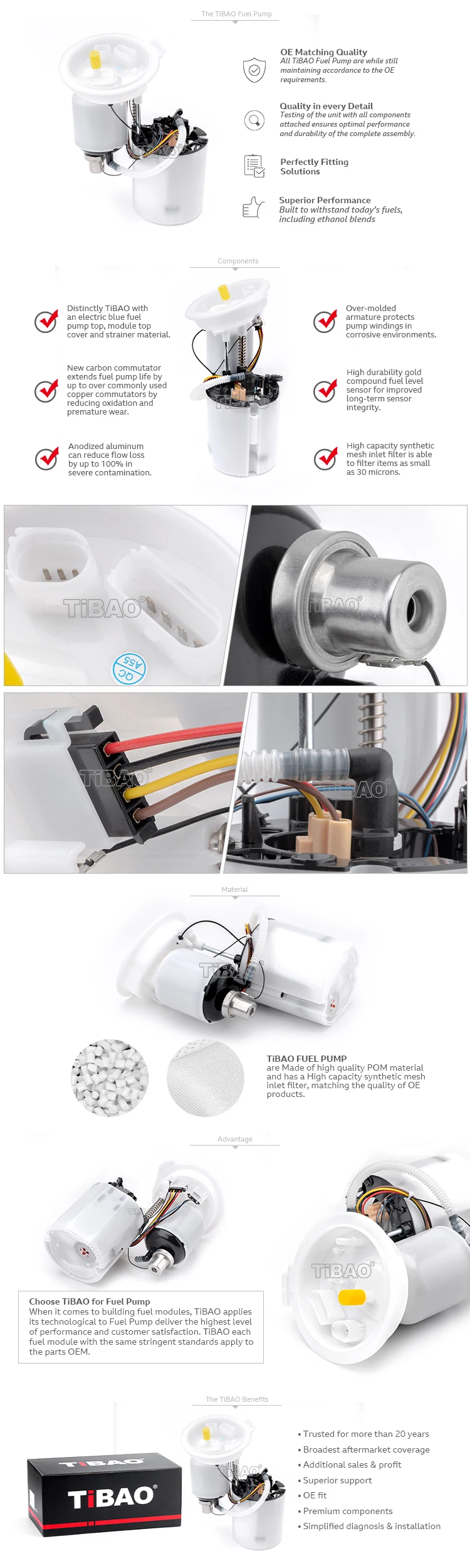 Tibao Auto Engine Fuel Pump Assembly for BMW 3 Series
