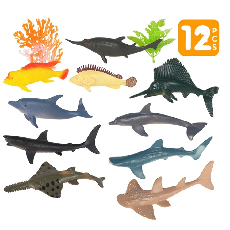 Ocean Sea Animals Assorted Mini Vinyl Plastic Animal Toy Set Realistic ...