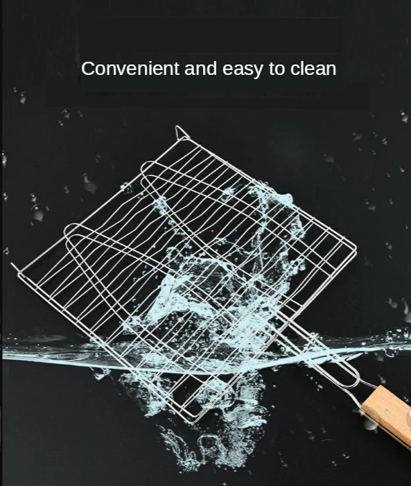 Portable Folding Welded Stainless Steel Square Bbq Grill Basket Net ...