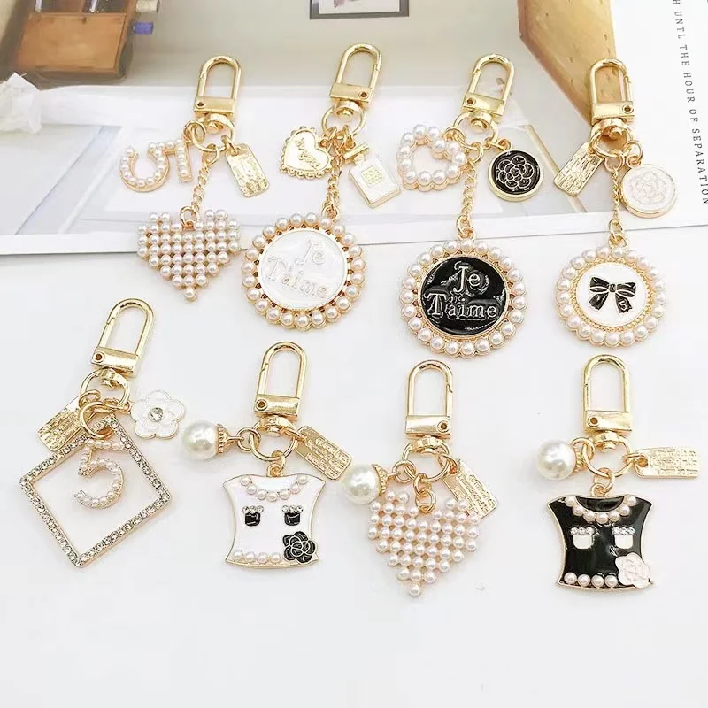 Cute Heart Keychain Women Girl Fashion Shell Pearl Key Chain Bag Charms ...