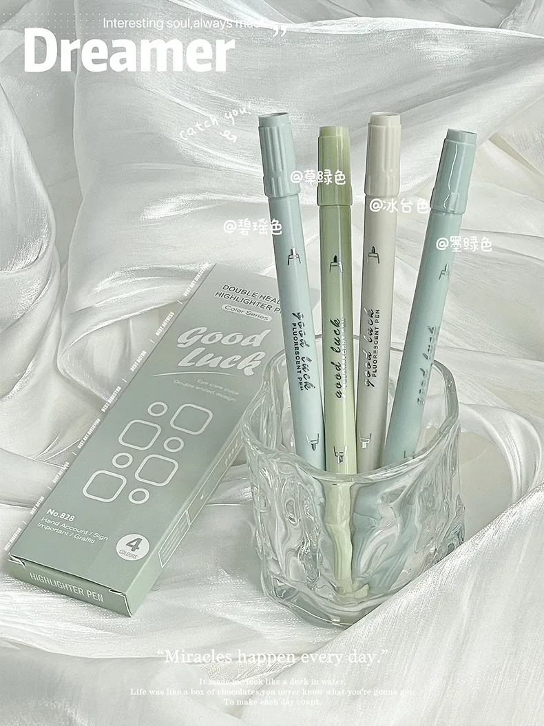 Cute Gradient Double Tips Block Highlighters - 12 Colors