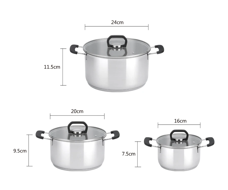 3 Ply Stackable Thick Base Induction Kitchen Utensils Kitchenware ...
