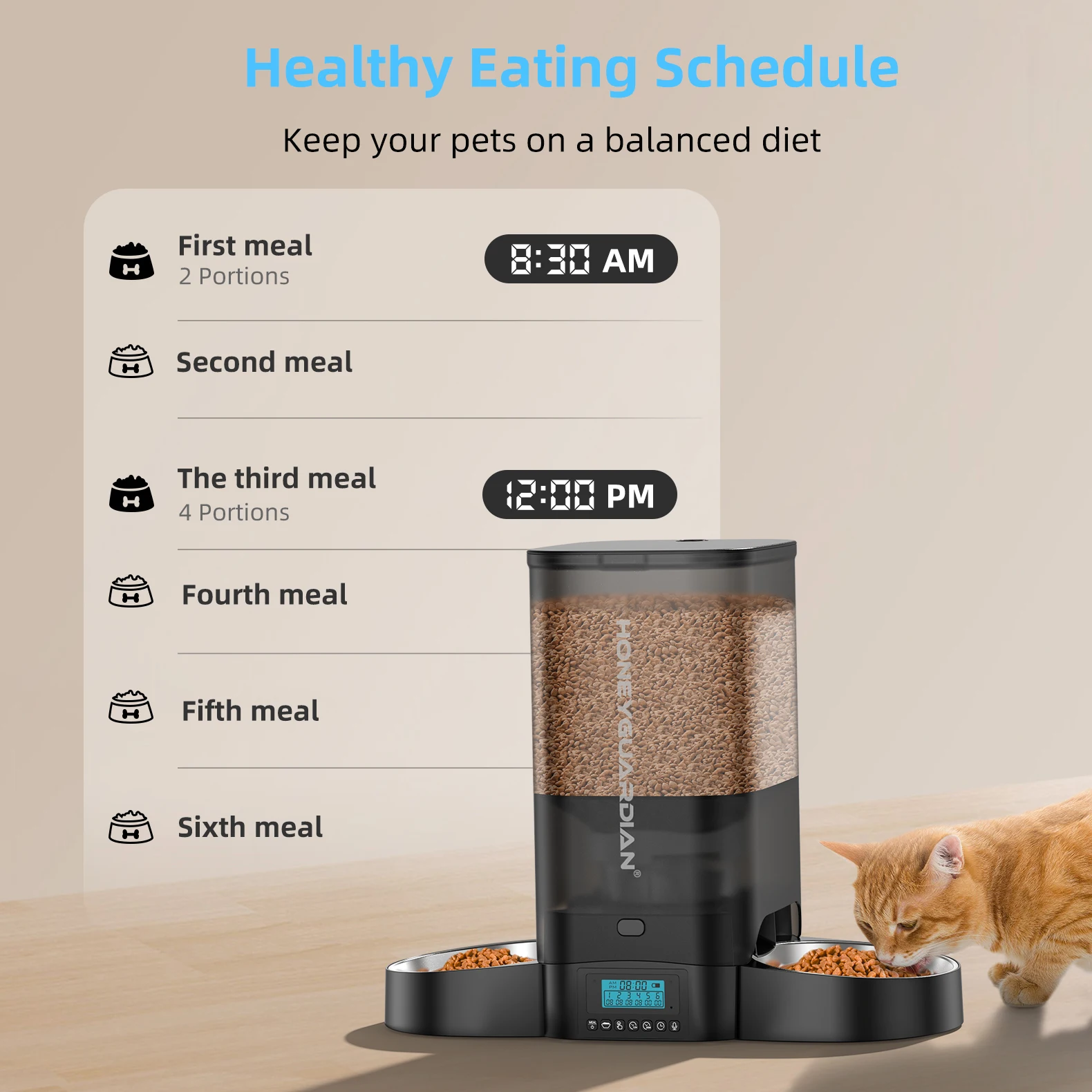 Automatic Double Pet Feeder with Desiccant - Keep Food Fresh