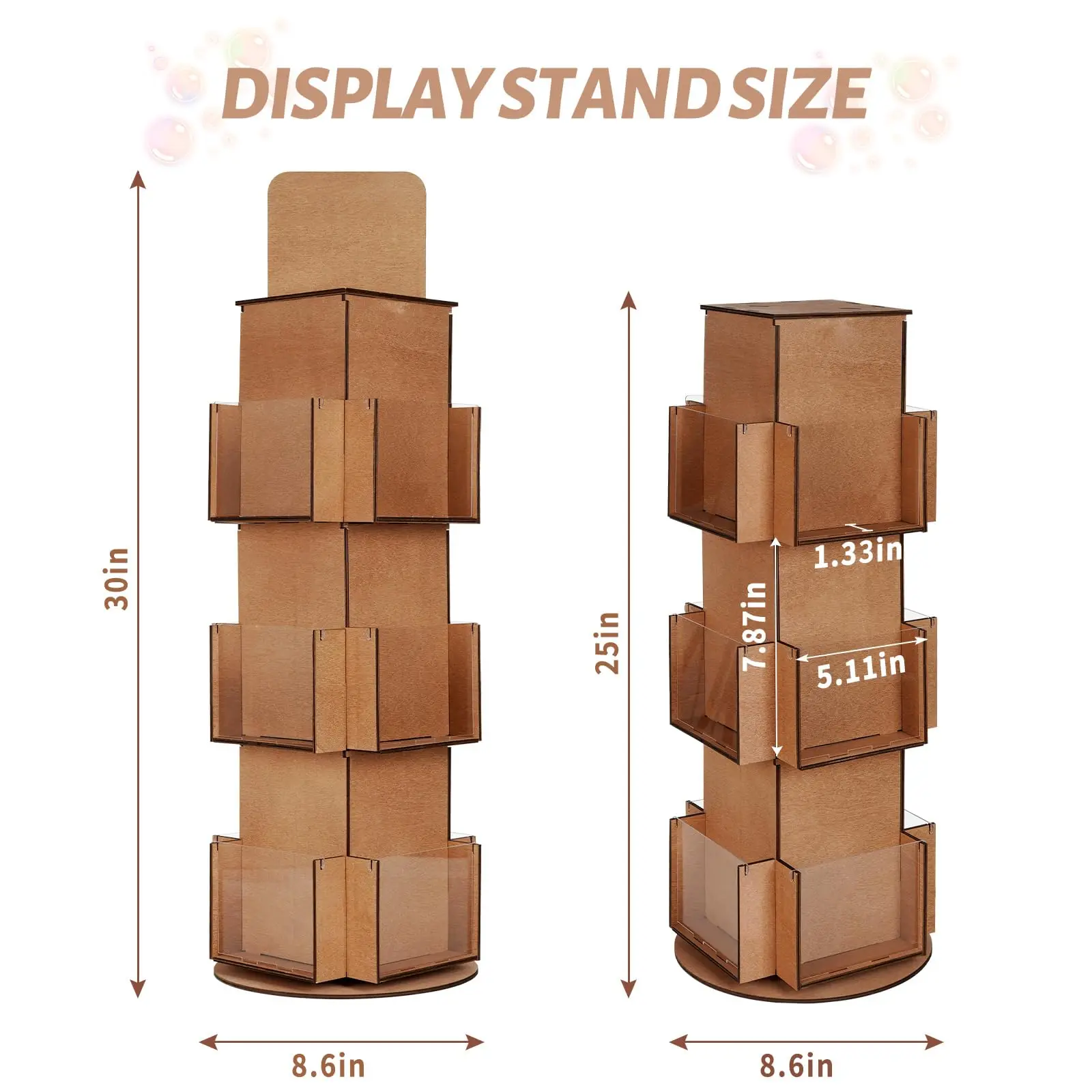 Rotating Wooden Display Rack With Two Card Sticker For Greeting Card ...