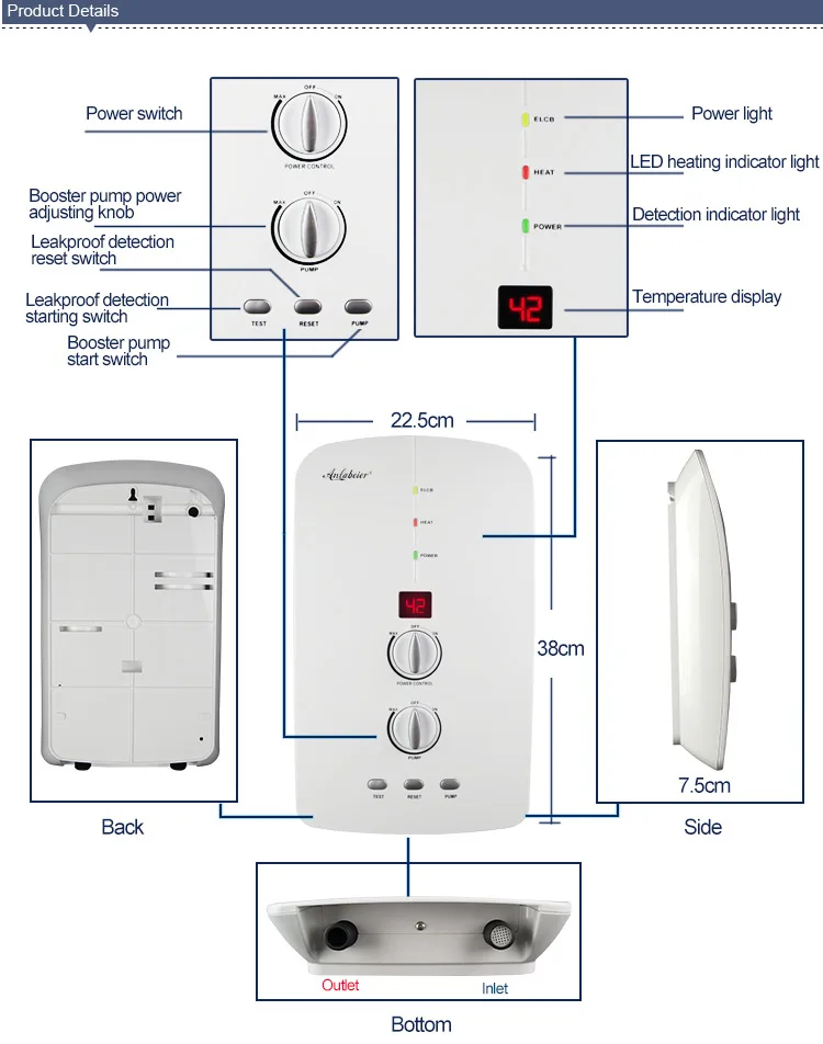 Dc Pump Electric Water Geyser Bathroom Hot Electric Water Geyser ...