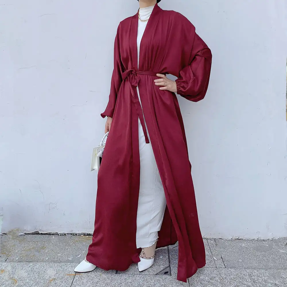Eid Kaftan Puff Sleeve Open Abaya Dubai Turkey Islam Muslim Robe Longue Kimono Femme Musulmane ...