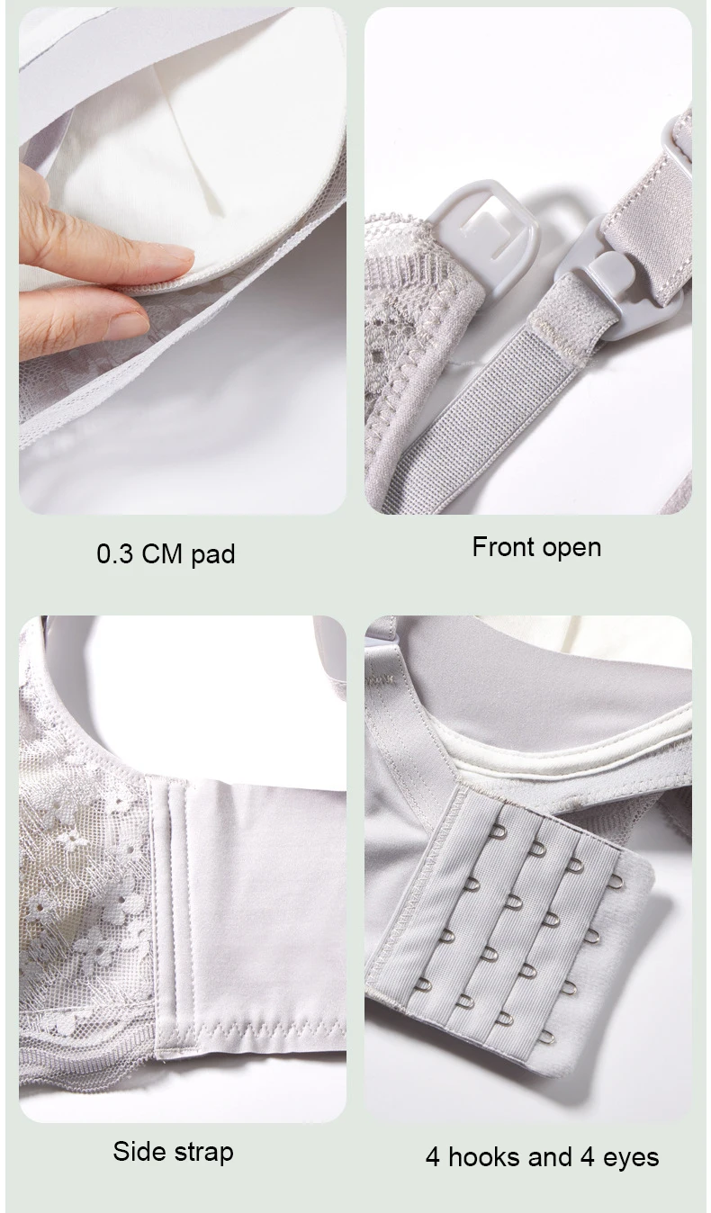 Plus Size 95 C Cups Front Open Women Cotton Lace Breast Feeding ...