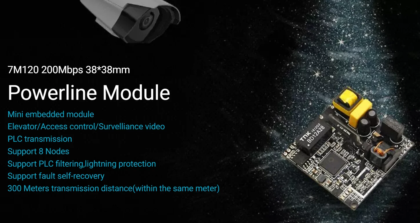 7inova Homeplug AV200 Powerline Module for Iot Video Transmission