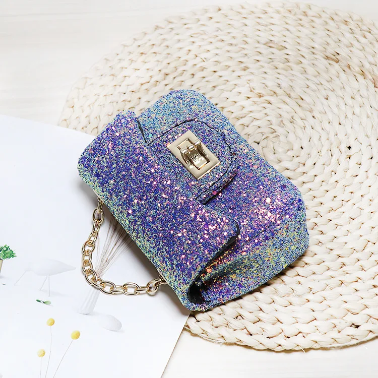 Wholesale Sequined Girls Small Glitter Bling Chain Purses