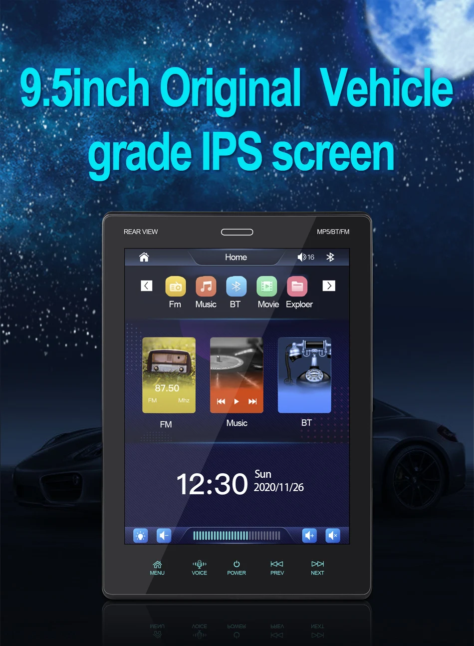 9.5 Inch 1din Portrait Screen Car Mp5 Player Wired Carplay Fm Radio ...