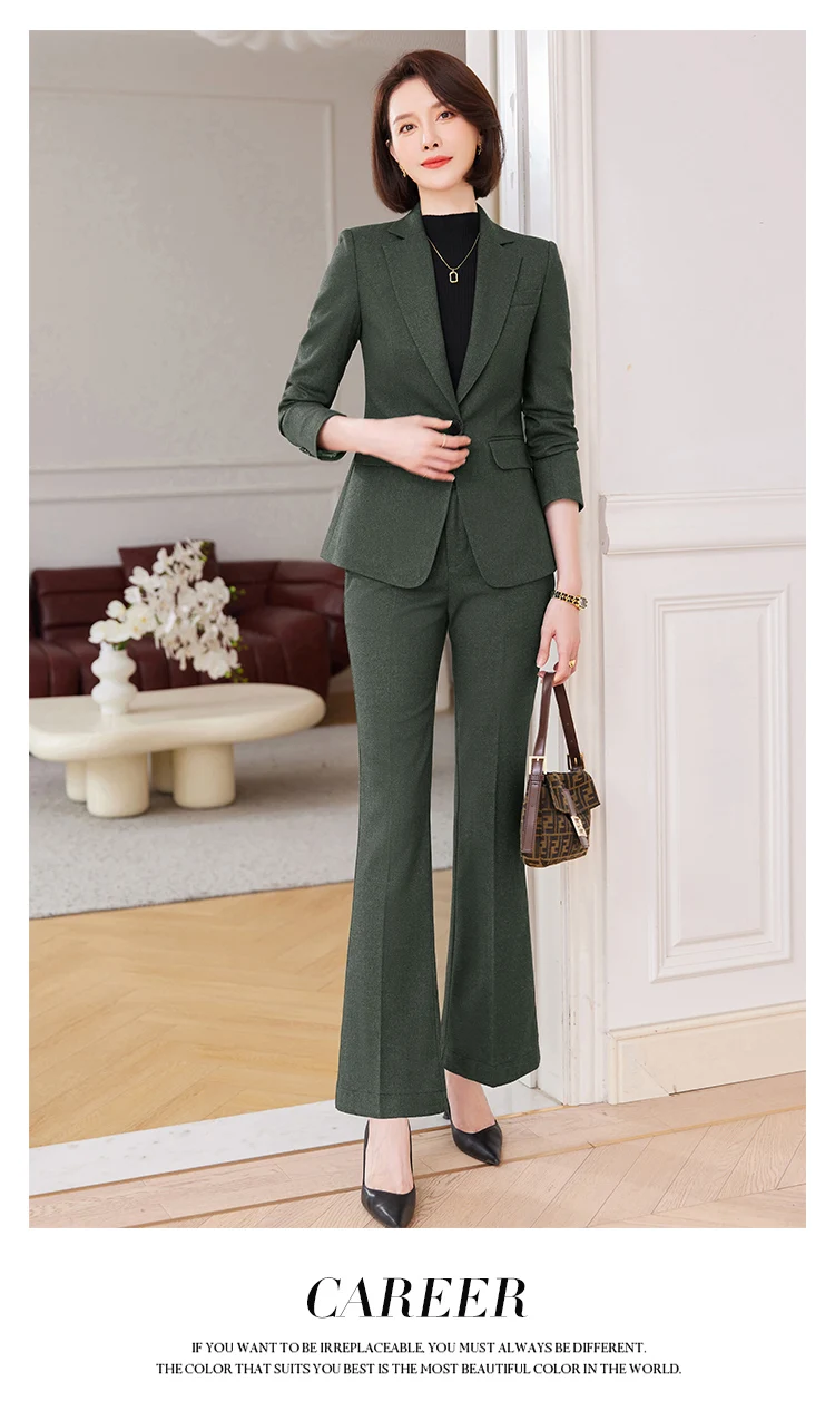 Ladies Office Long Sleeve Blazer Set For Women Suits Office Formal Two ...