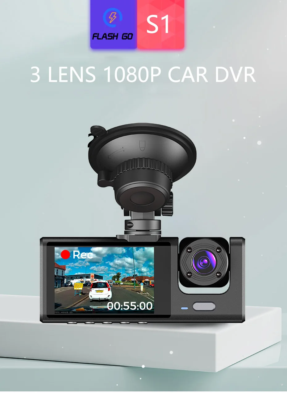 Vehicle Driving Recorder - 4 Inch Touch Screen Dual Lens