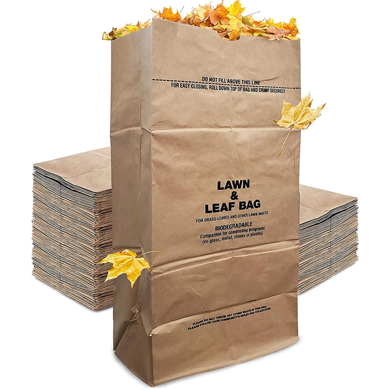 Custom Recyclable Leaf Lawn Paper Bags,Compostable Kraft Paper Bags For ...