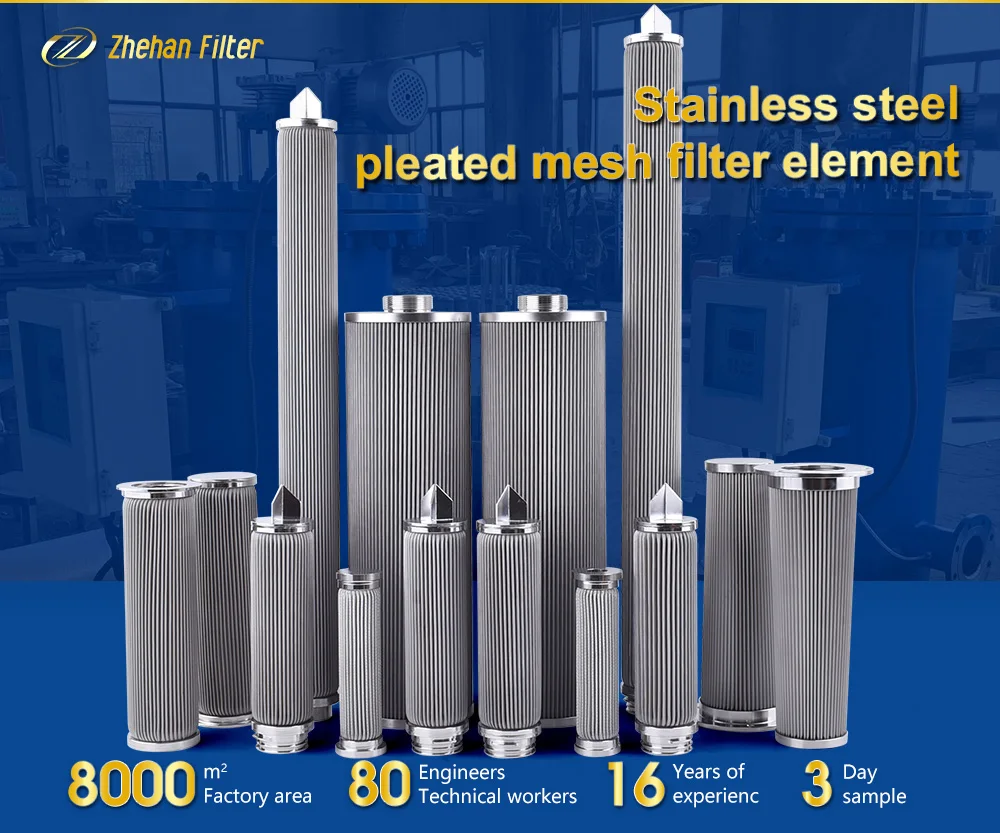 New 304 316 Stainless Steel PSSC Pleated Wire Mesh Filter Element ...