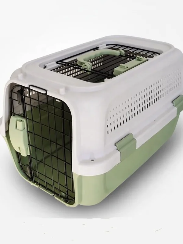 2-door Top Load Hard-sided Dog Cat Kennel Travel Carrier Plastic Dog ...