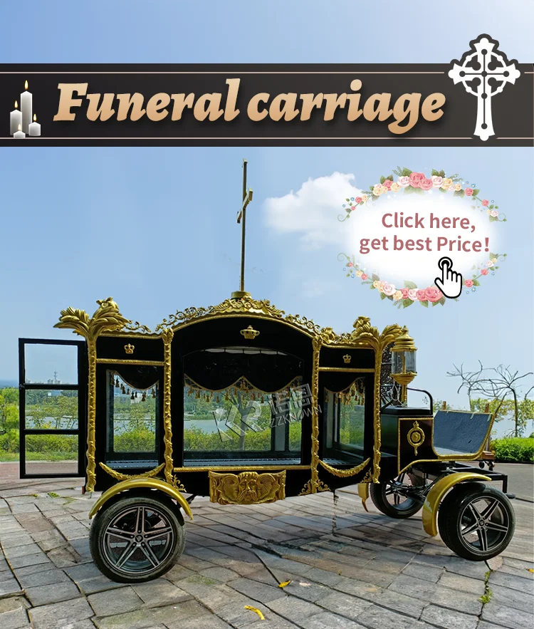 White Glass Coffin Electric Horse Cart - Antique Funeral Hearse