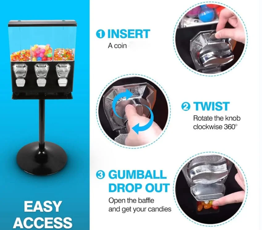 Commercial Party Triple Head Toy Capsule Bubble Gum Candy Vending ...