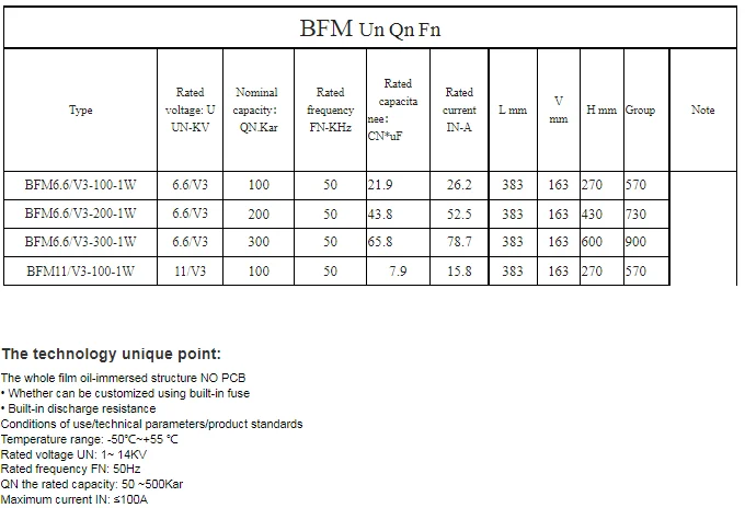 100kvar High Voltage Parallel Capacitors for Sale - BFM6.6 3-100-1W-4