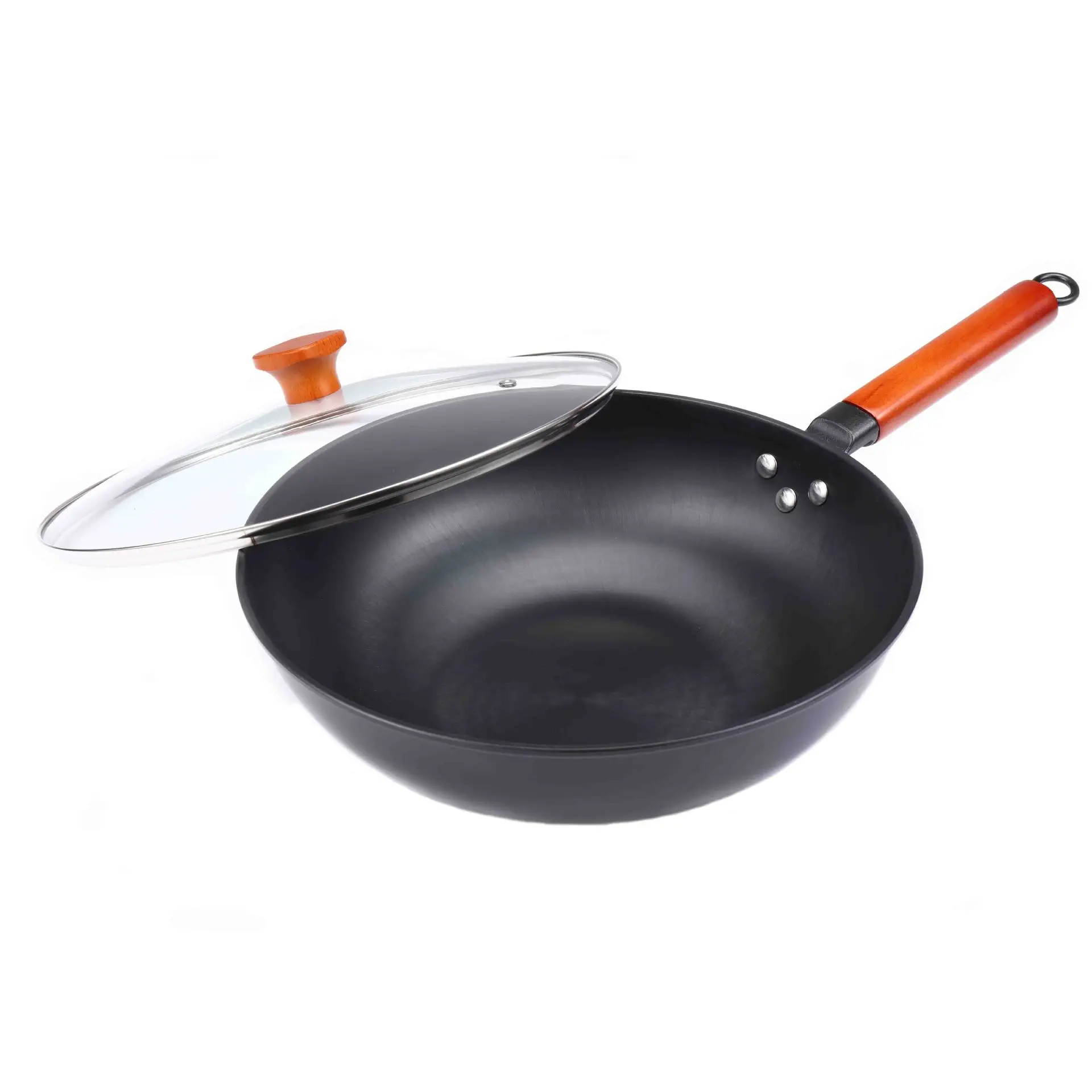 Carbon Steel Wok And Stir Fry Pans Chinese Wok With Flat Bottom Pow Wok ...