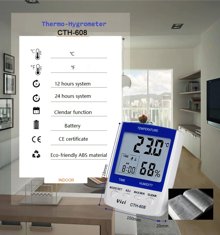 Thermo-hygro Meter CTH-608 - Precision for Indoor Comfort