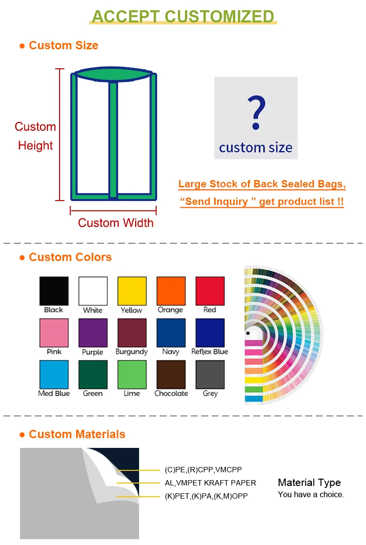 Custom Printed Serrated Edges Back Side Sealing Plastic Food Sachet for ...