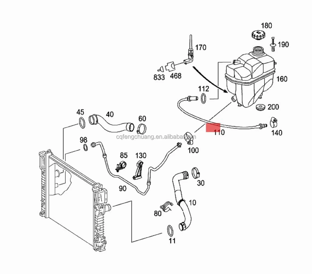 Auto Parts For Mercedes Engine Coolant Expansion Tank Breather Hose ...