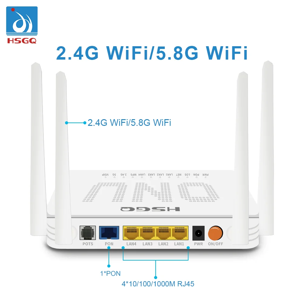 Hsgq-x410dw Ftth Network Solution Dual Band Onu 4ge 1pots 2.4g&5g Wifi ...